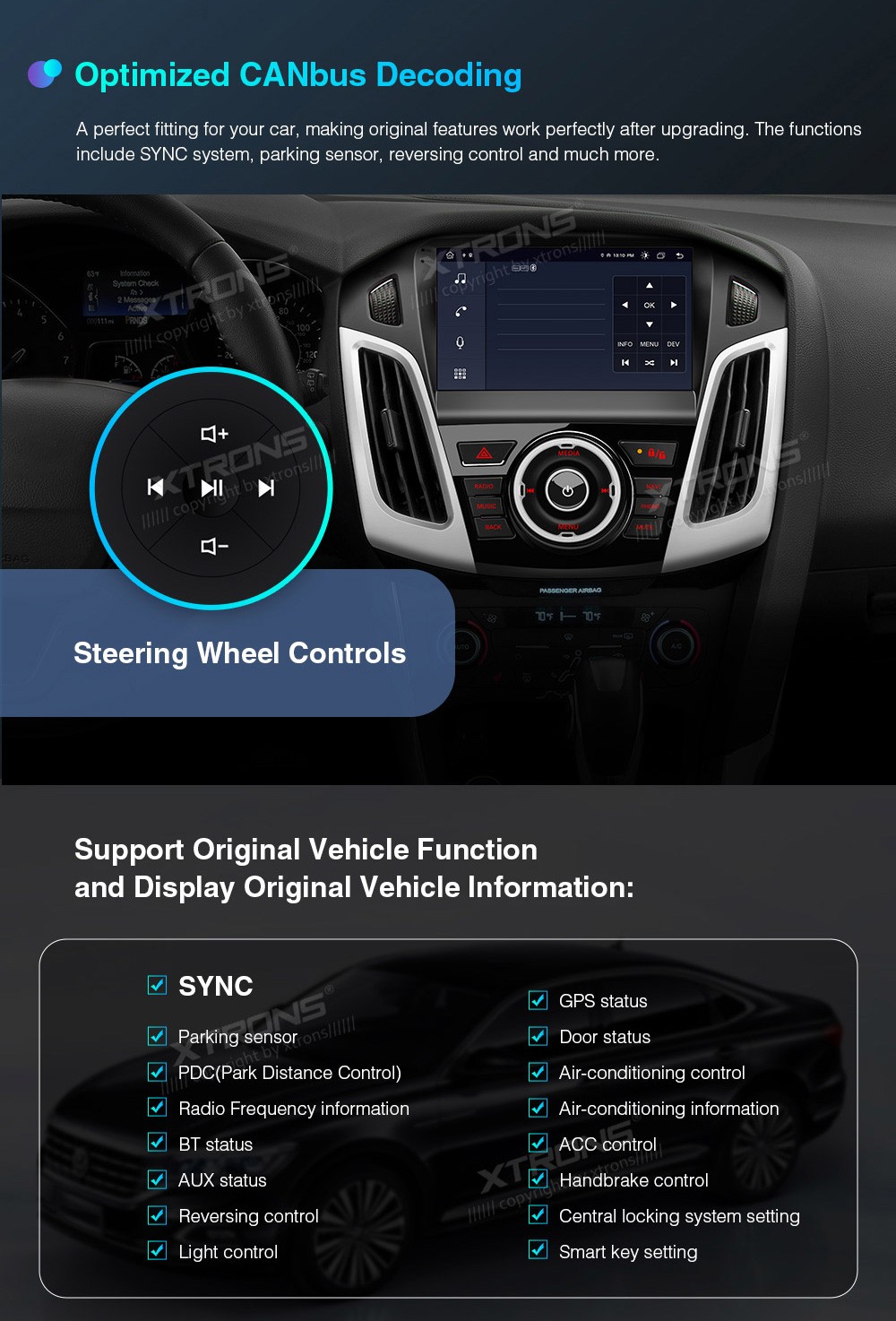 XTRONS PEP92FSFB 9.0" FORD Focus Multimeedia Android 12.0 Octa-Core ...