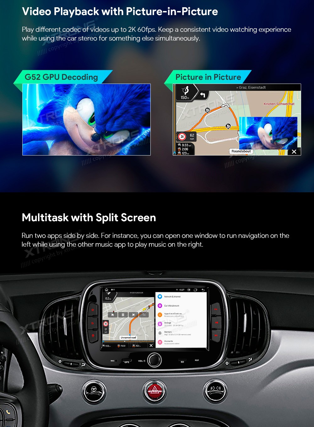 XTRONS IA72500FLS 7.0" FIAT 500 Multimeedia Android 13.0 Octa-Core ...