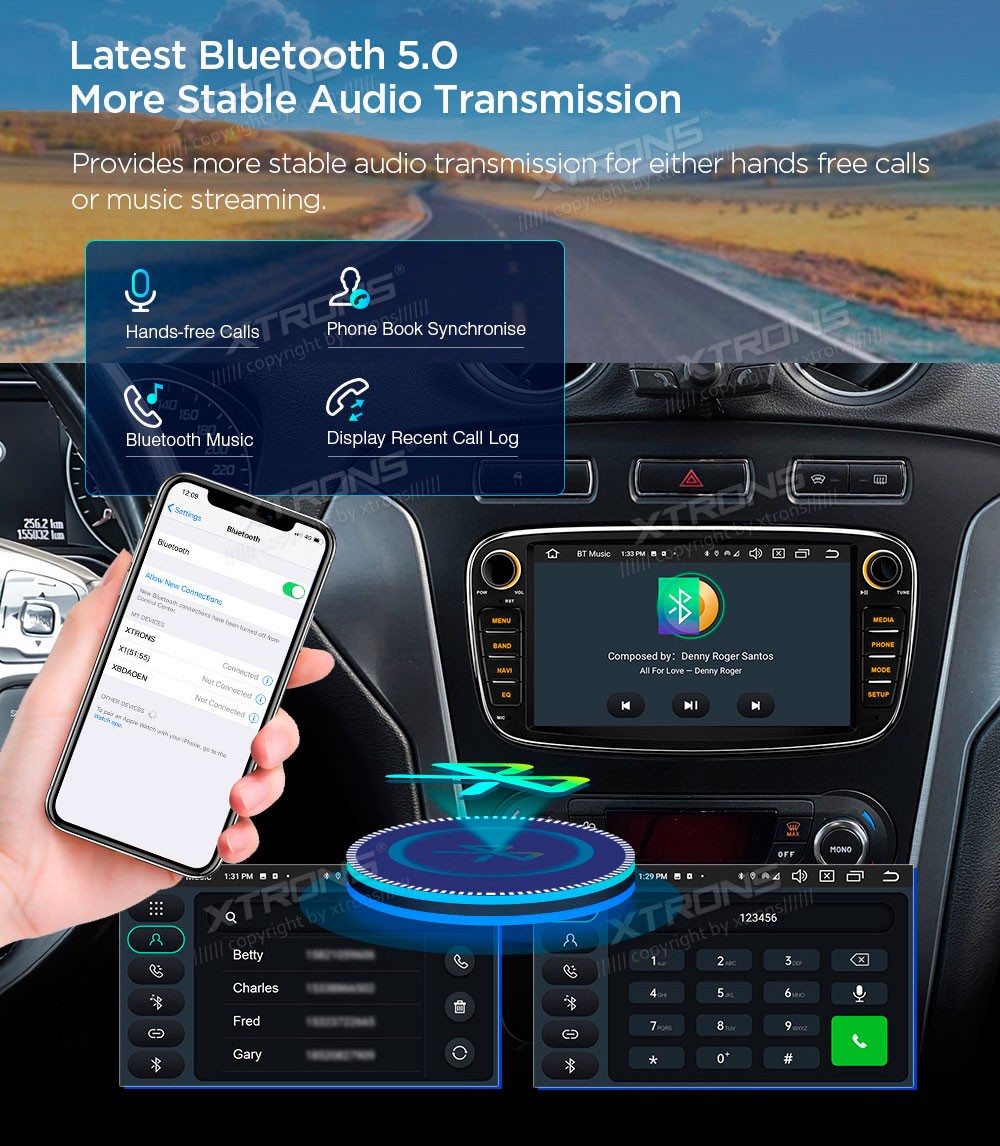 XTRONS PX74FSFBL 7.0" FORD Multimeedia Android 14.0 Octa-Core 4G ...